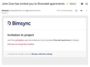 Bimsync Screenshot 4 - Accepting an invitation to join a project ...